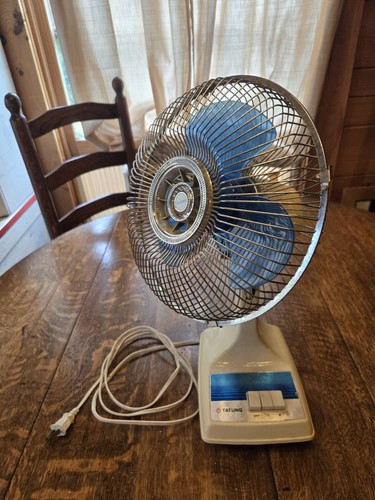 Vintage Oscillating Desk Fan Blue Blade Tatung 8" | eBay