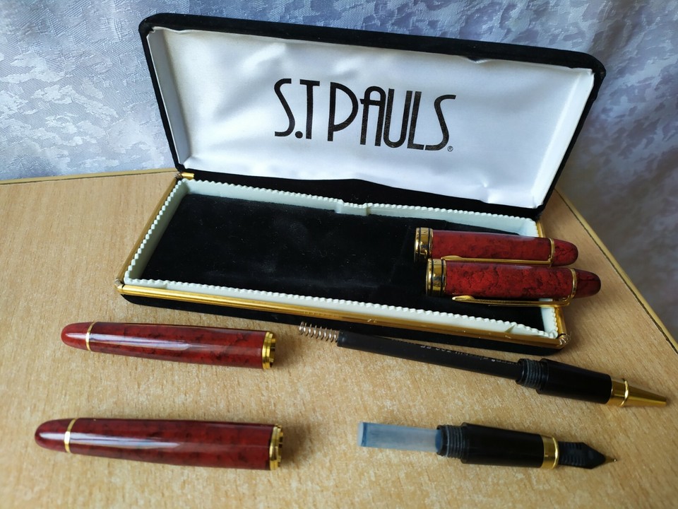 RARE VINTAGE old Ink pens SET BOX retro antique s.t. pauls | eBay