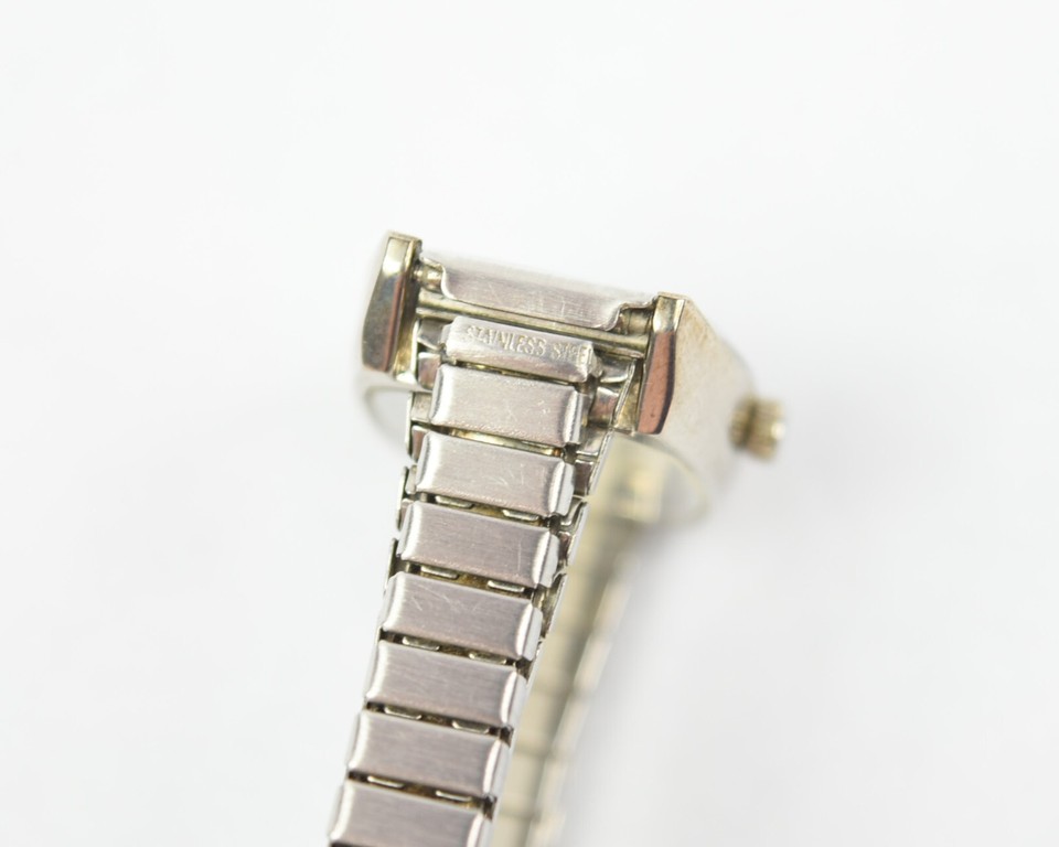 Ladie's Silver Tone Retro Sharp Watch Stainless Steel Stretch Band New ...