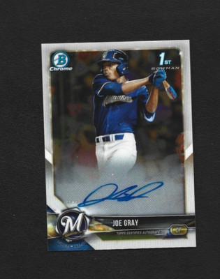 2018 Bowman Draft Joe Gray Chrome Auto CDA-JGR - Milwaukee Brewers | eBay