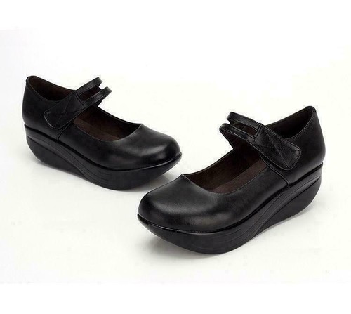 Womens Mary Jane Nursing Platform Fashion Wedge Heel Round Toe Pumps ...