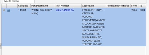 04 OEM 2004 Ford F250 F350 Crew Cab Body Wiring Harness 4C3T-14A005-ZH ...