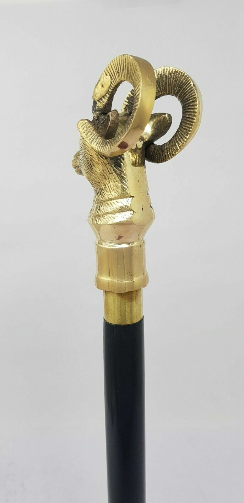 Brass Goat Design Head Handle Victorian Black Wooden Walking Stick ...