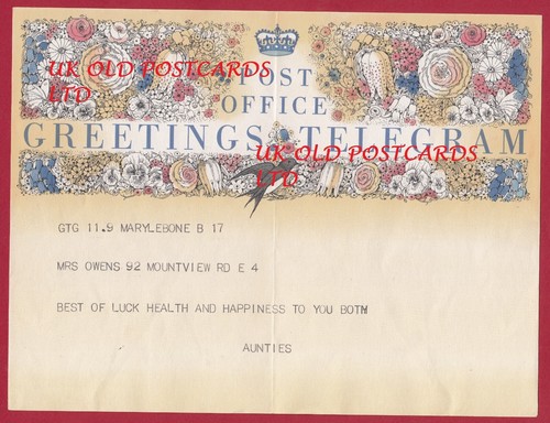 Illustrated Post Office Greetings Telegram, Floral Design by Freedman ...