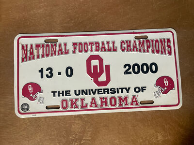 2000 Oklahoma Sooners National Champions NCAA License Plate Booster ...
