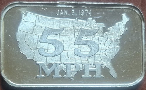 1974 C&R Silver 55MPH Per Hours 1 oz .999 Silver Bar, Type 1 Reverse ...