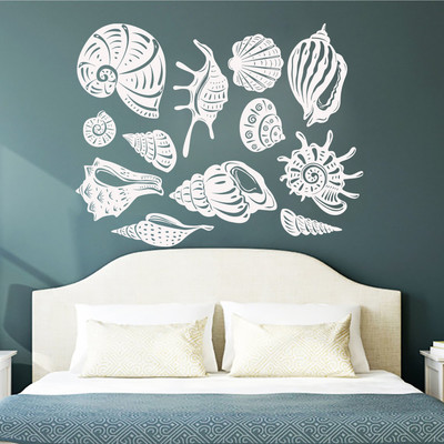 Shells Wall Decals Sea shells Decal Vinyl Stickers Bathroom Baby ...