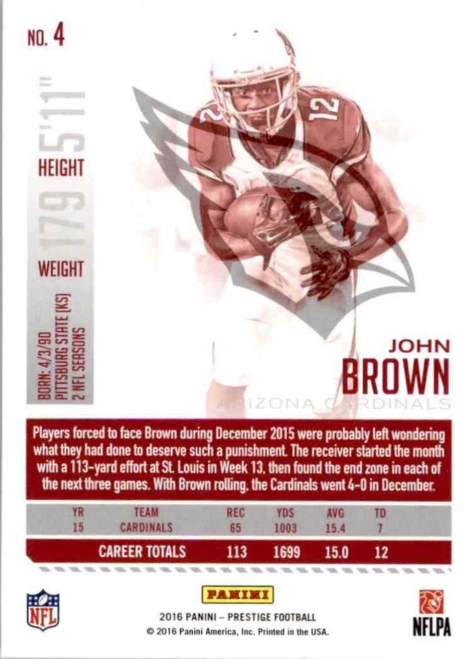 2016 Panini NFL Prestige John Brown #4 | eBay