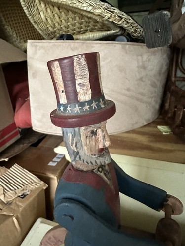 Vintage Uncle Sam Primitive Folk Art Wood 18" Carving Wooden Whirligig ...