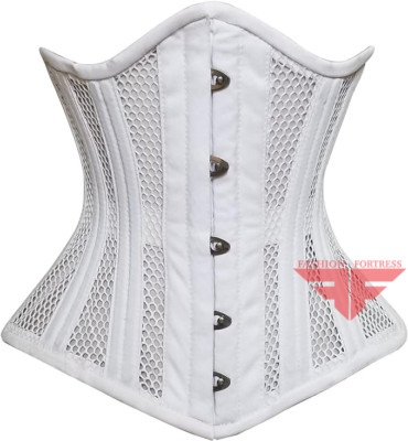 Queen Women Handmade Double Bone White Cotton Mesh Underbust Plus Size ...