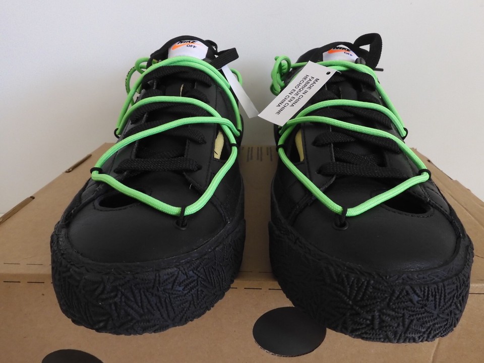 NIKE BLAZER LOW '77 / OW X OFF WHITE BLACK-ELECTRO GREEN SZ 10.5 ...