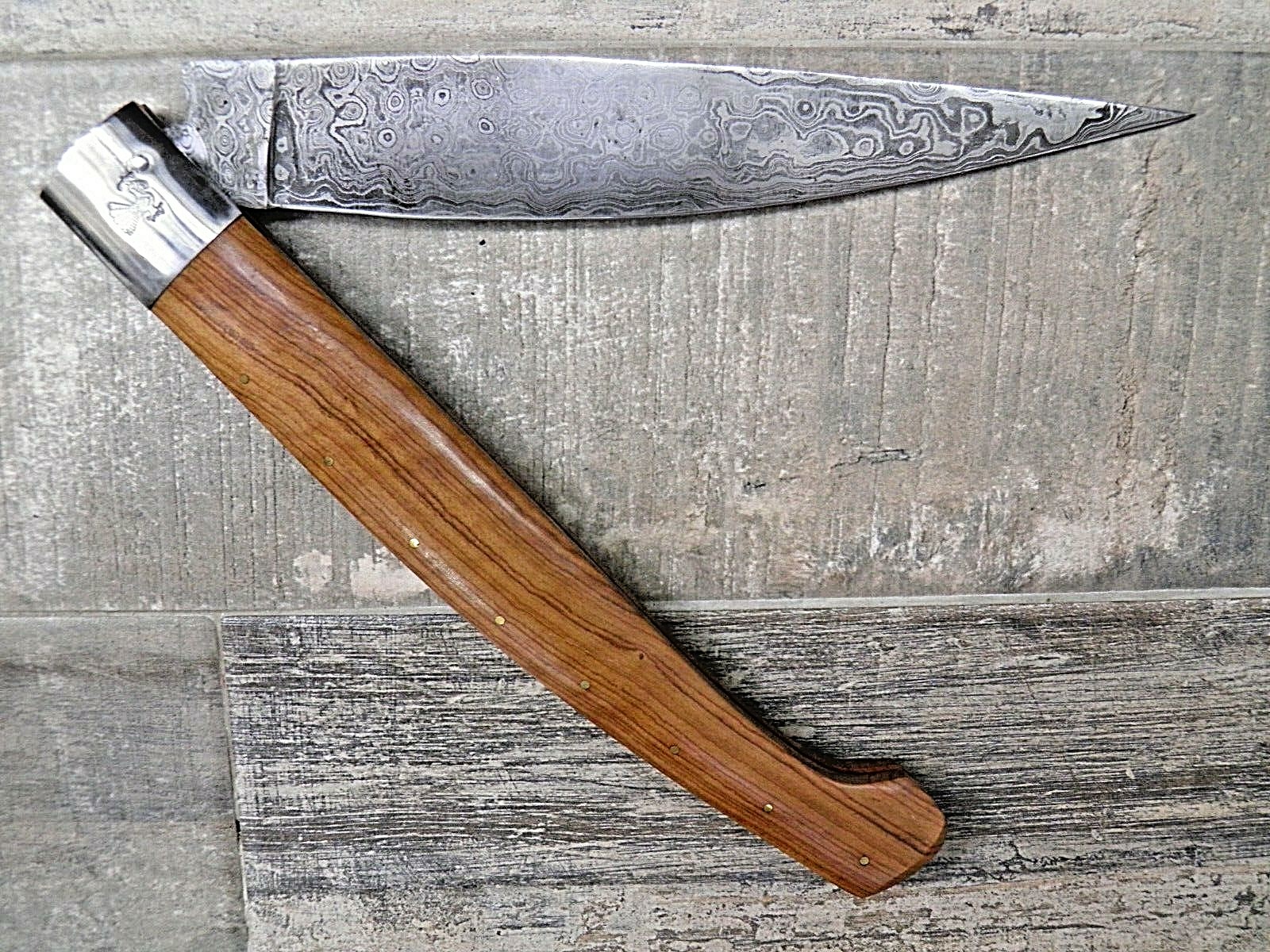 COLTELLO 55 CM Pattada LAMA DAMASCO sardo MANICO IN legno castagno ...