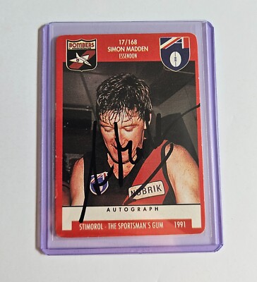 ESSENDON BOMBERS - SIMON MADDEN SIGNED AFL 1991 STIMOROL CARD | eBay ...