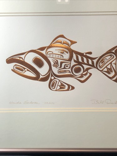 Bill Reid Haida Salmon “Skaag!” Copper Embossed Series Framed Signed ...