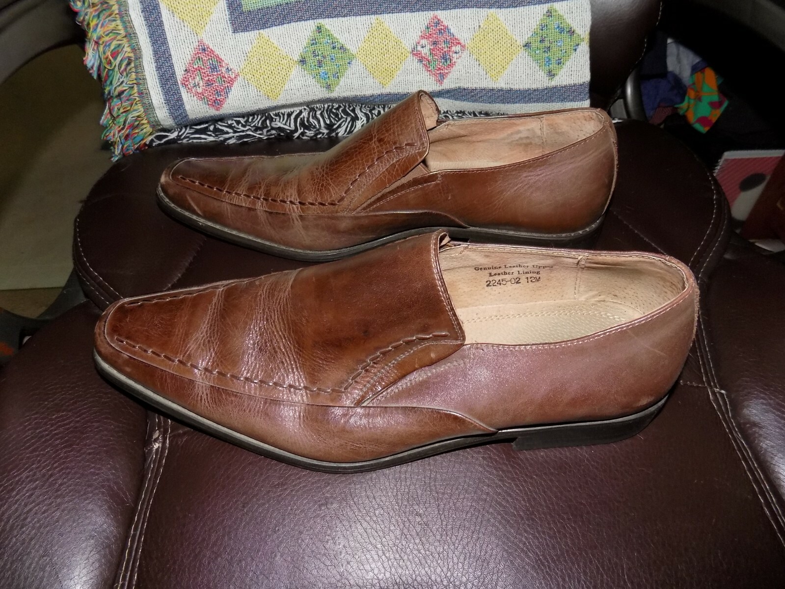 Fratelli Select Mens Brown Leather Square Toe Dress Shoes Loafers Size ...