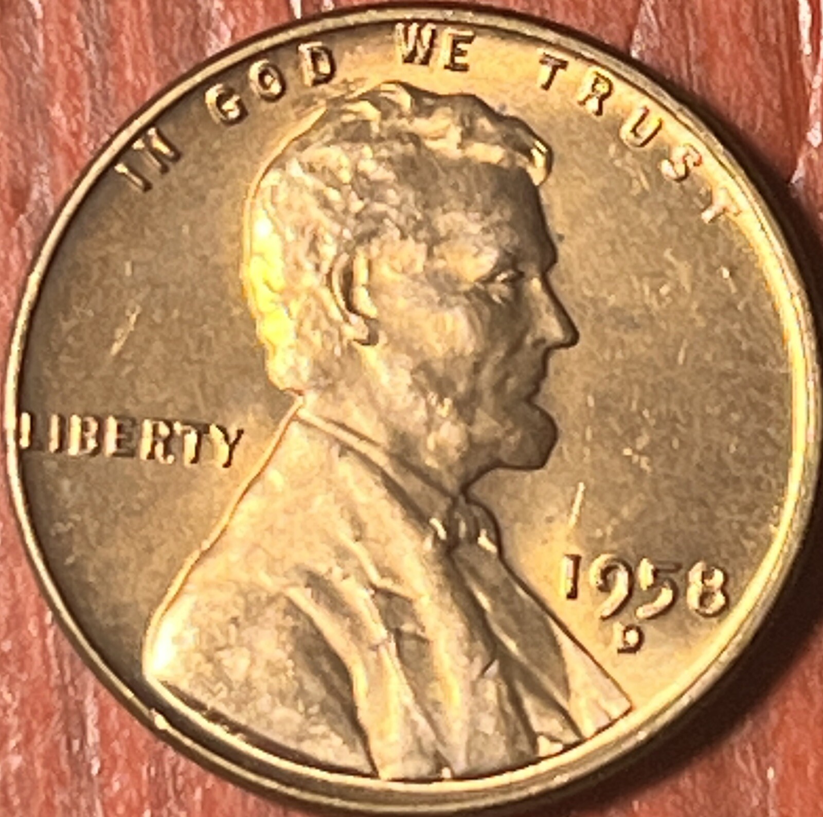 CH BU RD-RB 1958 D RCD-05R 1c Lincoln Wheat Cent. Retained cud. Stock ...