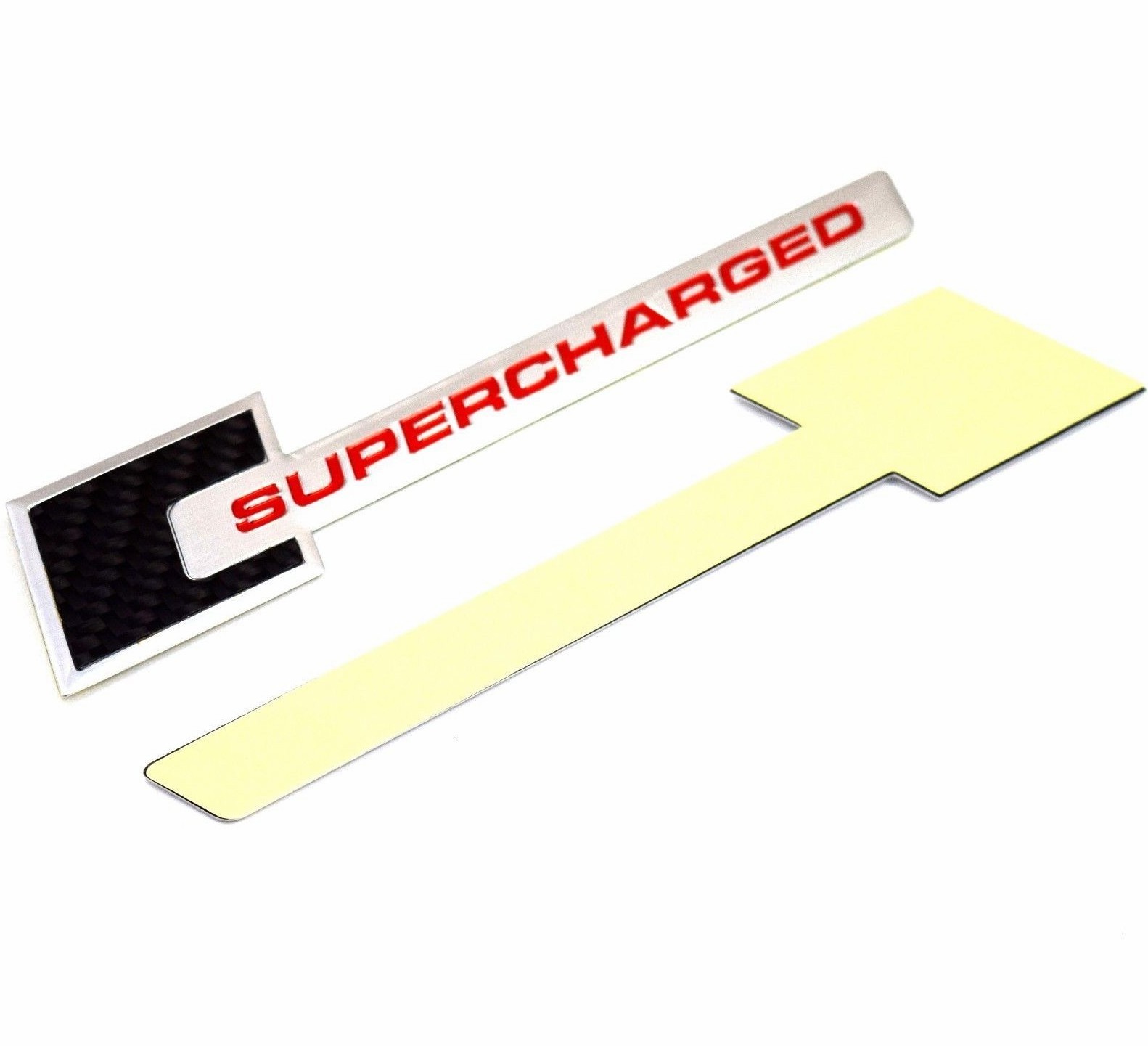 2x Carbon Fiber Red Chrome Supercharged Emblem For Chevy Chevrolet ...
