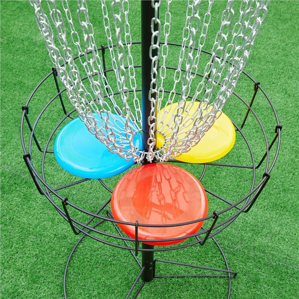 Disc Golf Basket Target Metal Practice Basket w/ 24-Chain 3 Discs ...