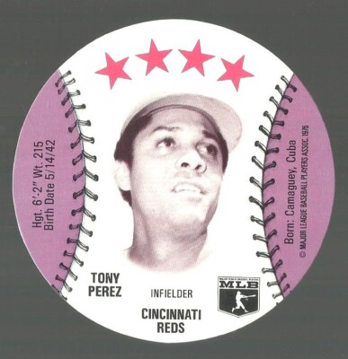 1976 ISALY'S SWEET WILLIAM BASEBALL DISC TONY PEREZ HOF MINT CINCINNATI ...