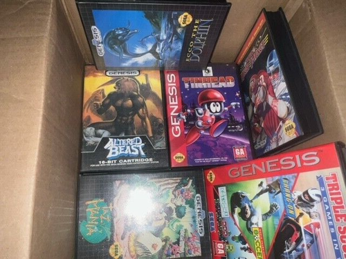 Assorted lot of Sega Genesis game cases with coverarts. No games or ...