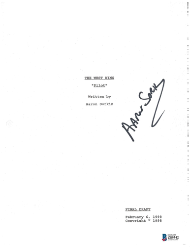 WRITER AARON SORKIN SIGNED THE WEST WING FULL EPISODE SCRIPT BECKETT ...