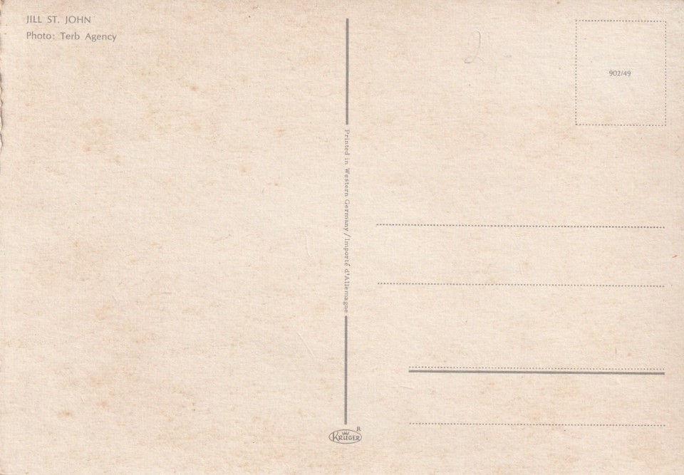 JILL ST. JOHN -hollywood MOVIE starlet PIN-UP/CHEESECAKE 1950s postcard ...