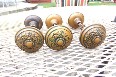 6 Antique Brass Victorian Door Knobs | eBay