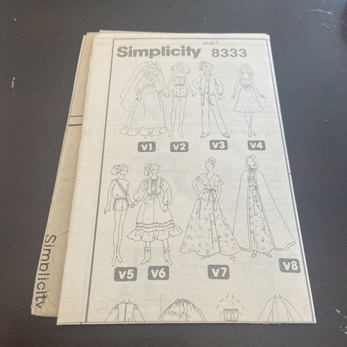 Simplicity 8333 1980s Fashion Doll Barbie Wardrobe Pattern Wedding Gown ...