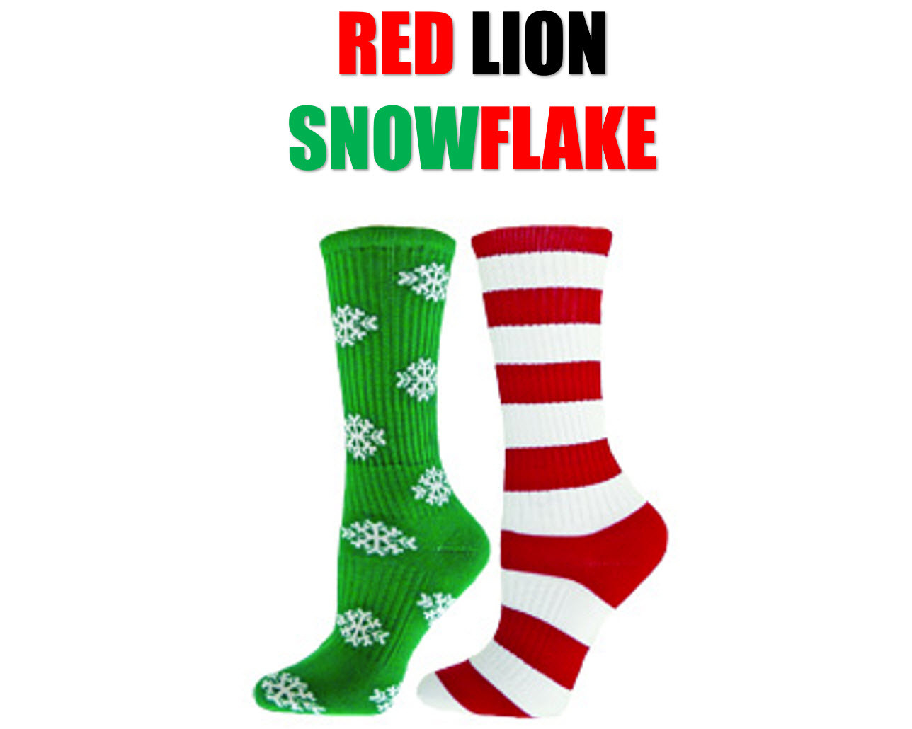 RED LION SNOWFLAKE CHRISTMAS HOLIDAY SPORTS CREW OVER THE CALF SOCKS | eBay
