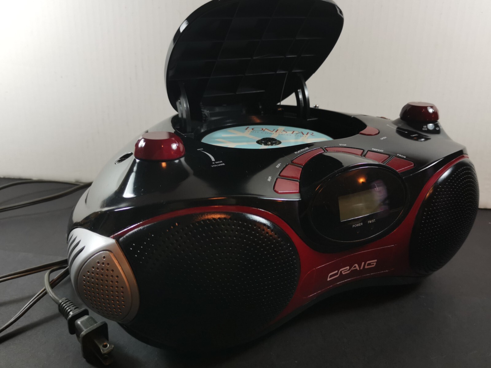CRAIG CD PLAYER BOOMBOX with AM / FM RADIO RED & BLACK PORTABLE MODEL ...
