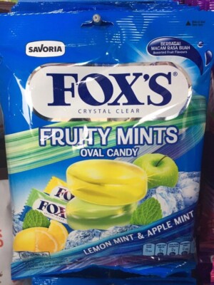 FOXS FRUITY MINTS LOLLIES HARD CANDIES 125g BAG OVAL CANDY LEMON ...