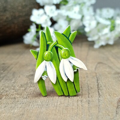 Snowdrop Brooch Pin Handmade Magnet Gift Miscarriage Bereavement ...