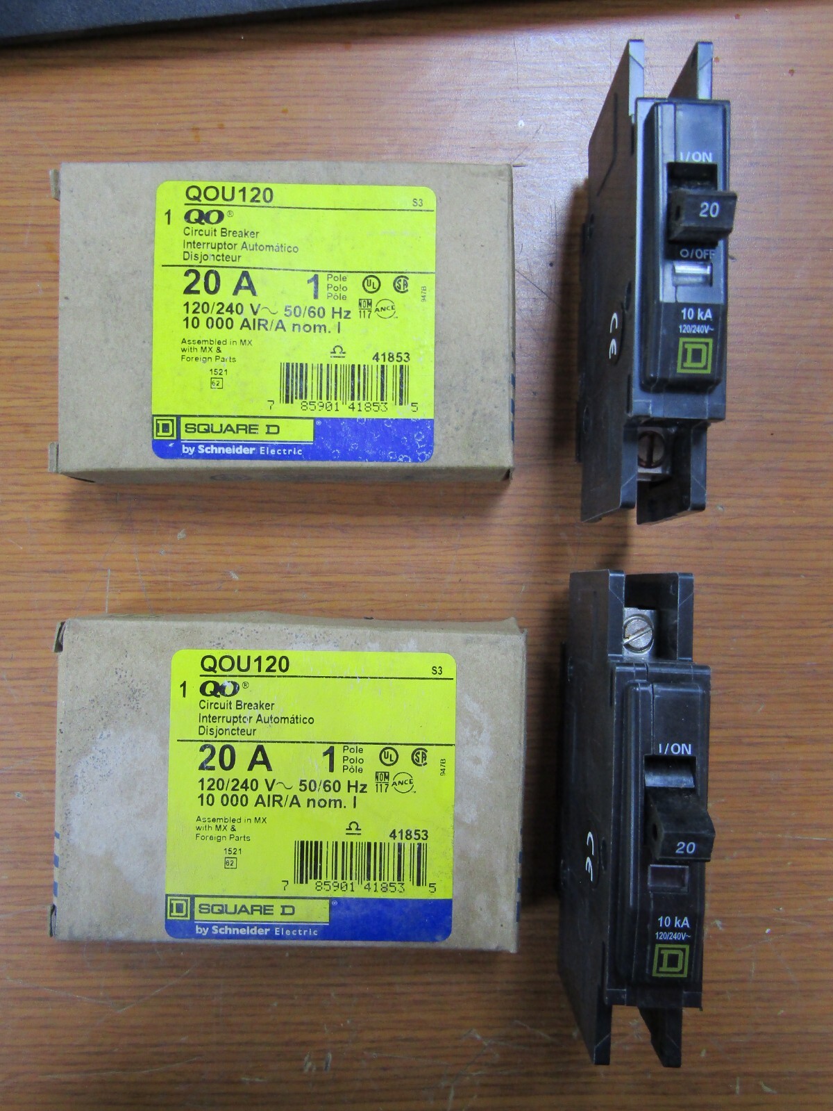💥2) NEW SQUARE D 20 AMP CIRCUIT BREAKER 1 POLE 120/240 VAC QOU120 | eBay
