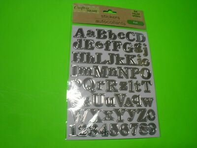 New ! 64 Counts Crafter's Square Stickers Autocollants Foil Letter A -Z ...