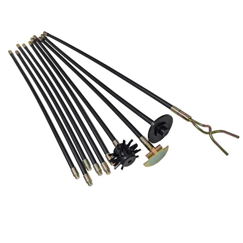 10 x 3ft Polypropylene Drain Rod Set 3/4in Thread Brass Ferrules 14pcs ...