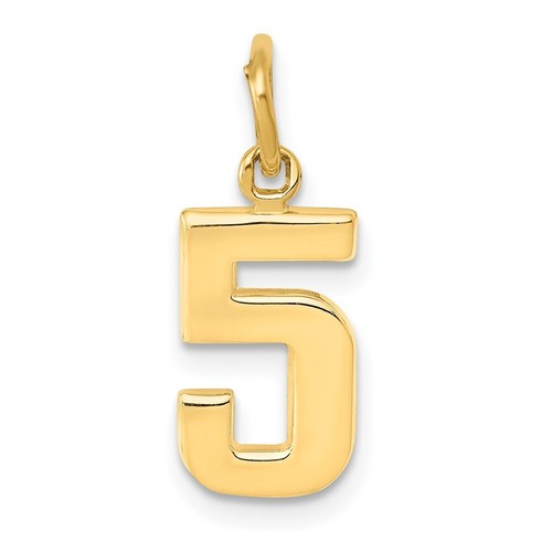 Real 10kt Yellow Gold Small Polished Number 5 Charm | eBay