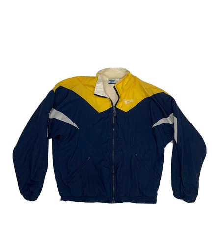 VINTAGE Reebok Jacket Womens Large Lined Full Zip Windbreaker Navy Blue ...