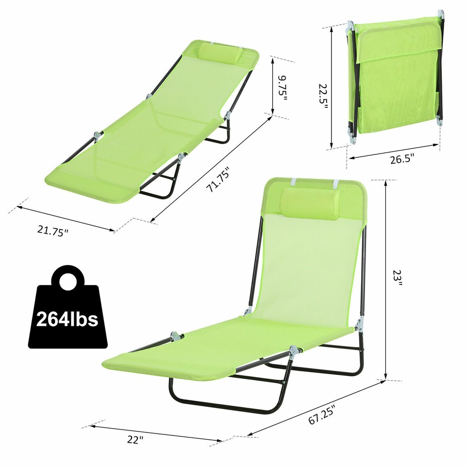 Outdoor Folding Chaise Lounge Pool Sun Tanning Chair for Beach Patio ...