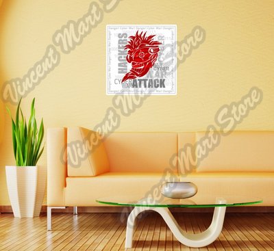 Hacker Attack Cyber War Danger Internet Wall Sticker Room Interior ...