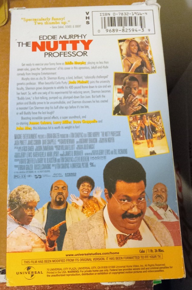 The Nutty Professor (VHS, 1996 Universal Studios). EDDIE MURPHY ...