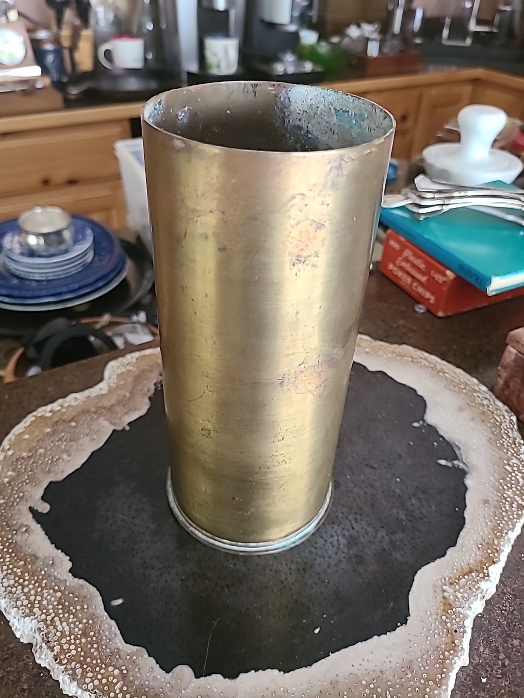 Vintage Trench Art Blank 1942 ,WW2 , 75MM Brass Inert Artillery Shell ...