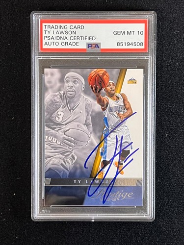 2014-15 Panini Prestige #93 Ty Lawson signed Card AUTO 10 PSA Slabbed ...