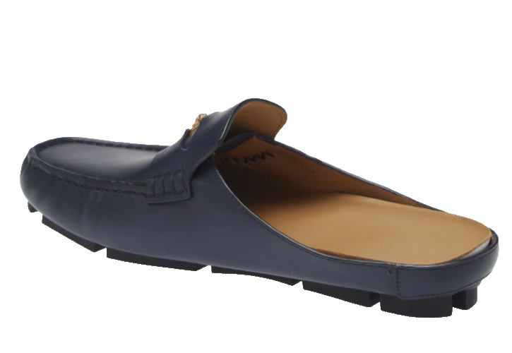 Versace Medusa Biggie Driver Mules Navy Blue Leather $625 Size 9.5 / 42 ...