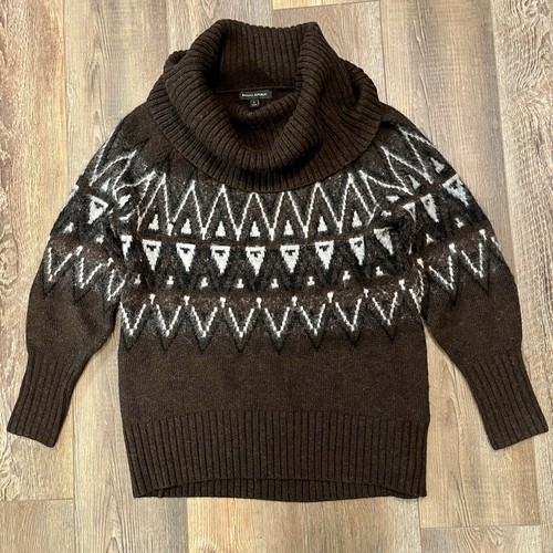 BANANA REPUBLIC BRAE FAIR ISLE SWEATER Size S Wool Llama Cashmere Cocao ...
