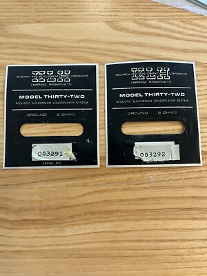 KLH Model 32 rear Information Plate W/ Consecutive Serial Numbers | eBay