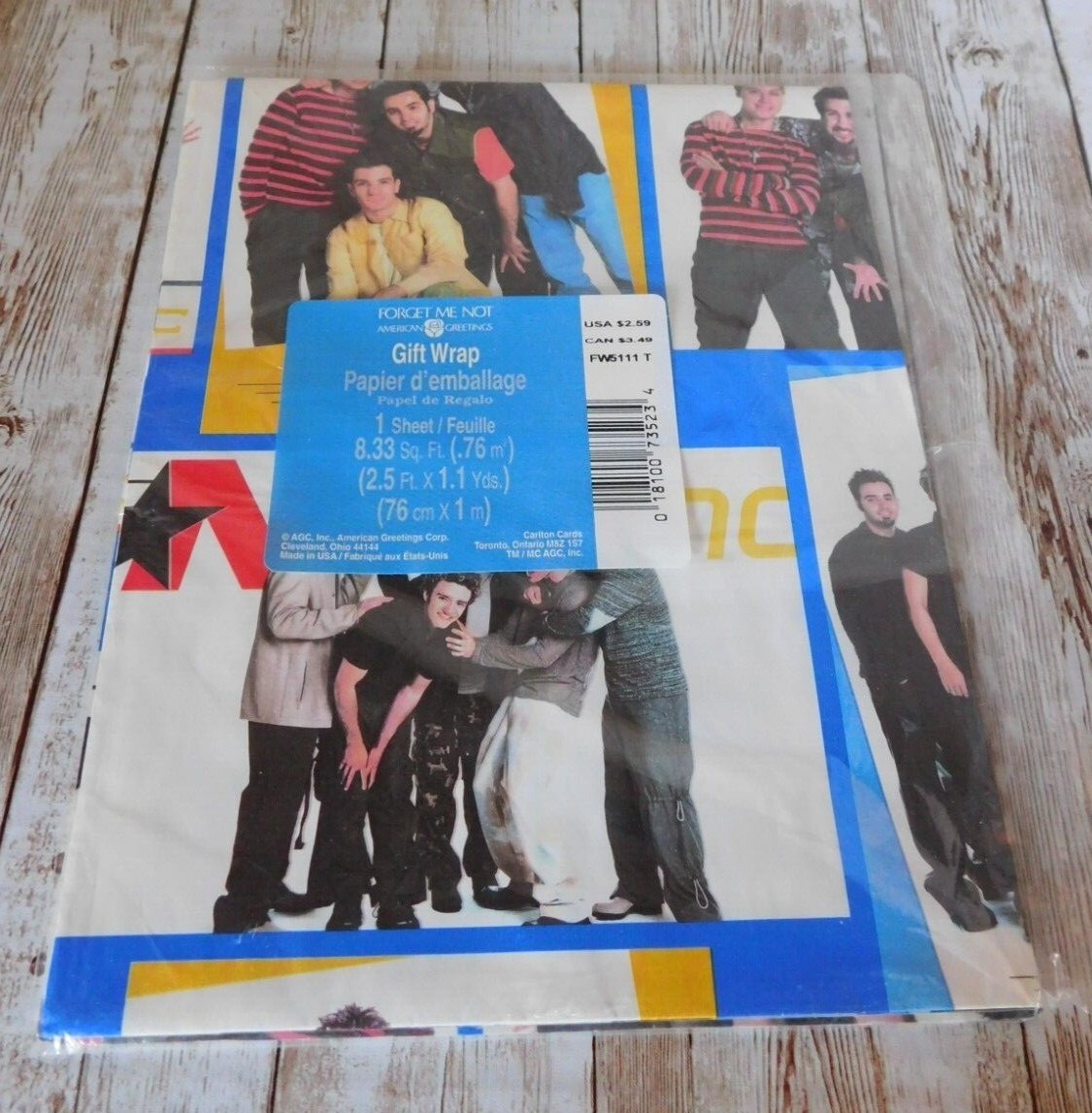 NSYNC American Greetings Gift Wrap Wrapping Paper Birthday 2.5ftX1.1yds ...