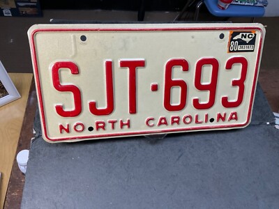 License Plate Tag North Carolina NC SJT 693 1980 Rustic USA | eBay