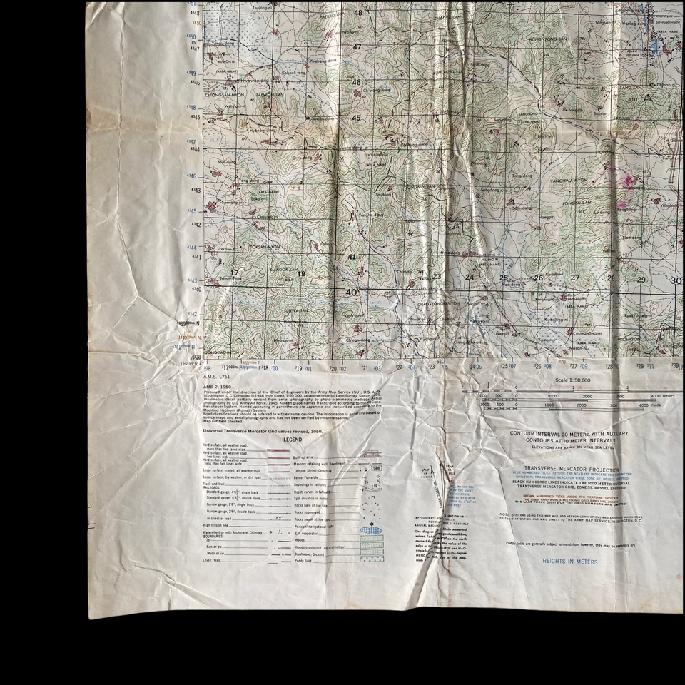 RARE 674th Airborne Field Artillery Battalion Target Map SUNAN Korean ...