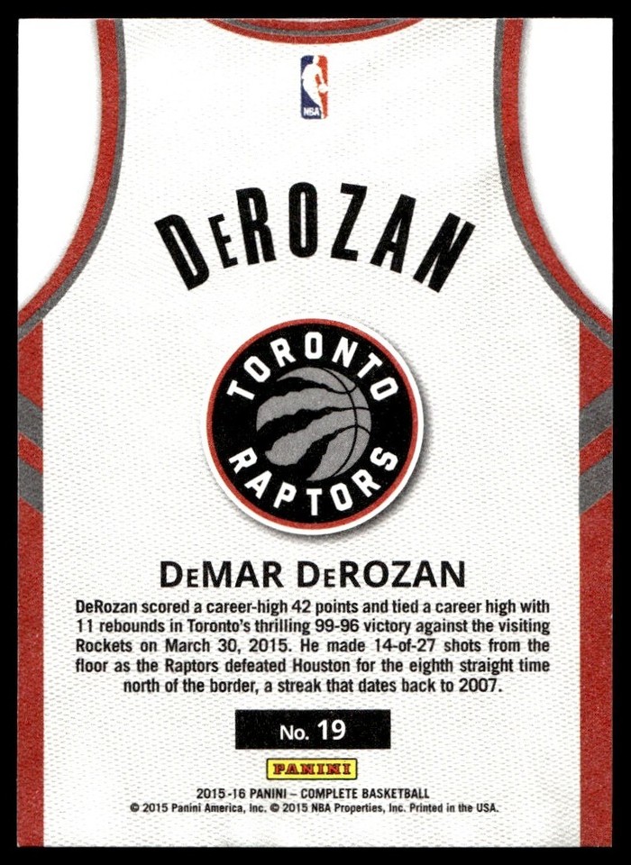 2015-16 Panini Complete Home DeMar DeRozan #19 | eBay