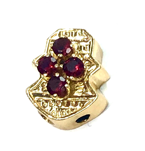 14K Yellow Gold 4 Round Ruby Slide Pendant Charm | eBay